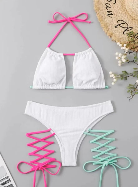 Sexy Lace Up Swimsuit Split Bikini Ncocon