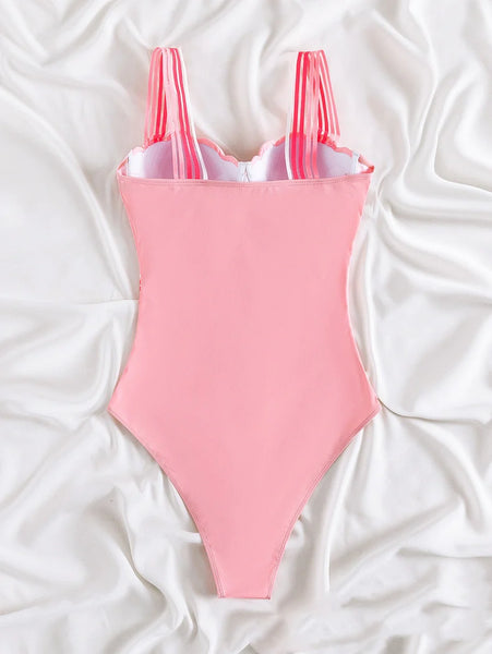 Pink One Piece Strap Bikini Ncocon