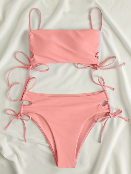 new rope sling sexy solid color bikini – Ncocon