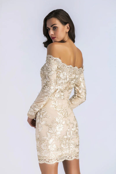 Sexy Off The Shoulder Long Sleeved Mini Slim Dress Ncocon