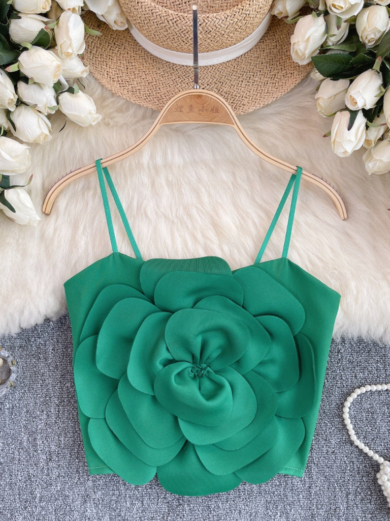 2024 Blossoming Rose Pink Petal Appliqué Crop Top – Ncocon