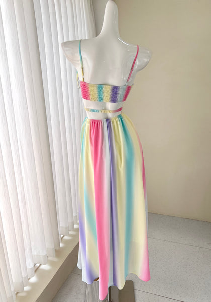 Rainbow Array Pastels Flowy Maxi Dress – Ncocon