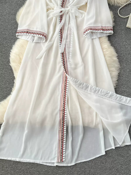 2024 White Reimagination of Vintage Charm Robe – Ncocon