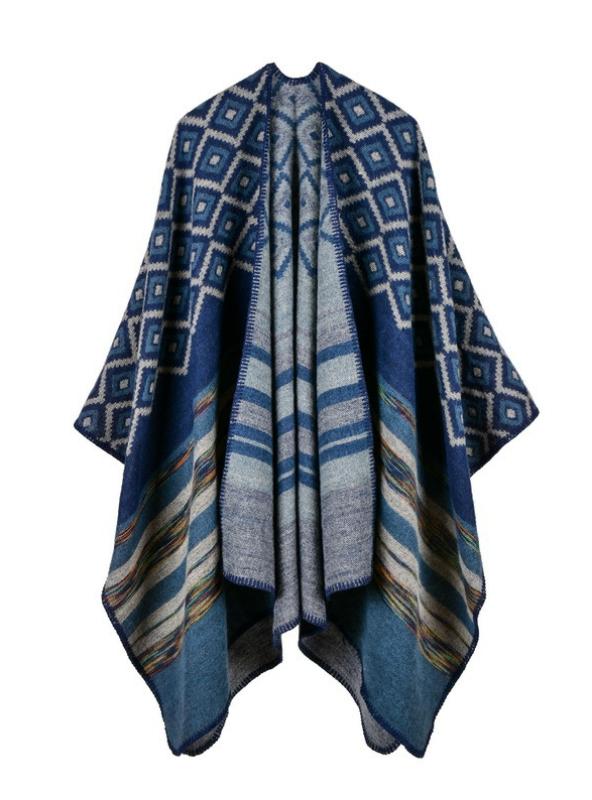 DIAMOND STRIPED SHAWL WOMEN'S DOUBLE-SIDED CLOAK – Ncocon