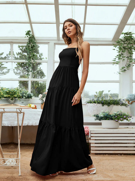 LARGE SWING STRAPS LONG DRESS – Ncocon