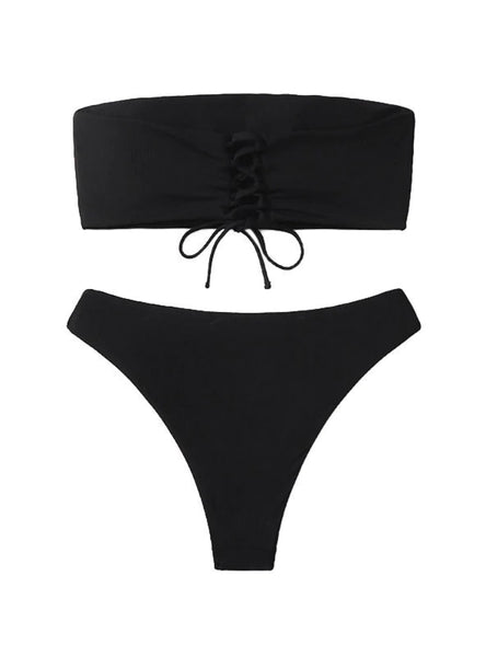 SOLID COLOR TUBE TOP STRAPLESS BIKINI – Ncocon
