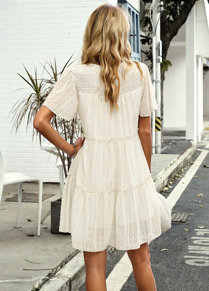 A-LINE SOLID COLOR SHORT SLEEVE DRESS – Ncocon