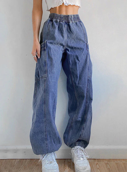 TIGHT WAIST WIDE LEG BUTTON PATCH LEG PANTS – Ncocon