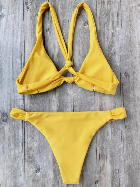Knotted Padded Scoop Bikini Set Ncocon