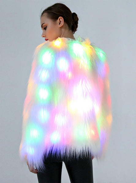 Women Faux Fur LED Light Coat Christmas Costumes Cosplay – Ncocon