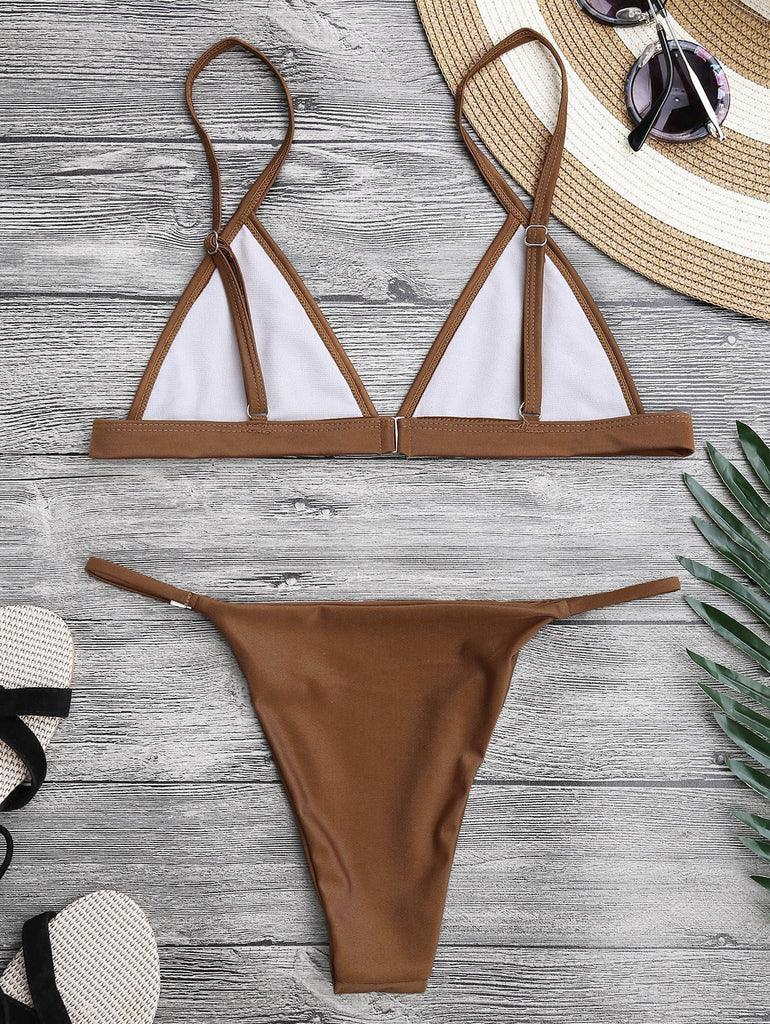 Spaghetti Straps Plunge String Bikini Set – Ncocon