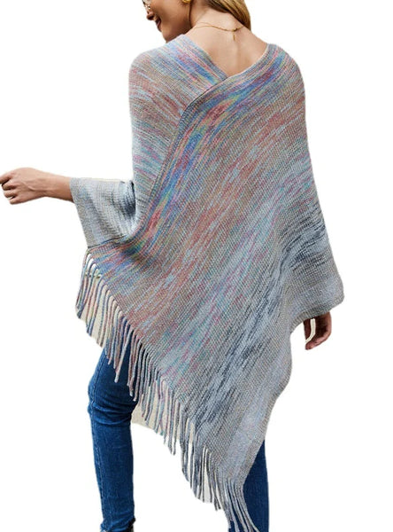 CASHMERE STRIPED CLOAK FRINGED PULLOVER DHAWL – Ncocon
