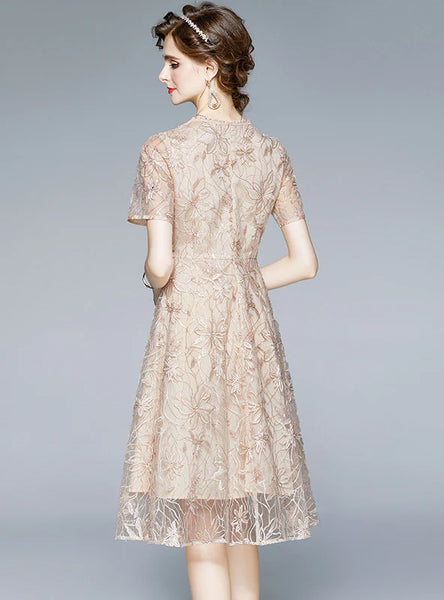 HEAVY MESH EMBROIDERED LACE DRESS – Ncocon