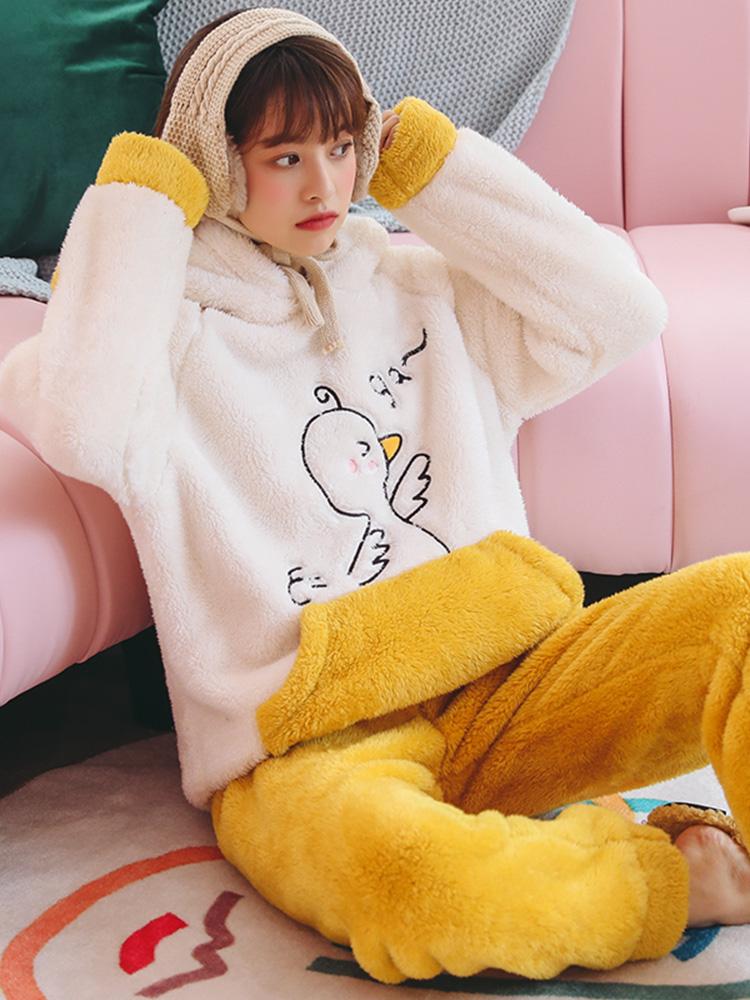 YELLOW RUSH DUCK THICKENED WARM CUTE CARTOON FLANNEL – Ncocon