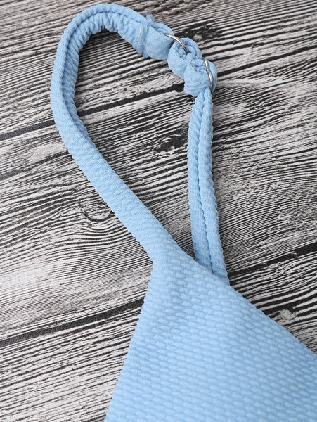 Textured Tie Side String Scoop Bikini Set – Ncocon