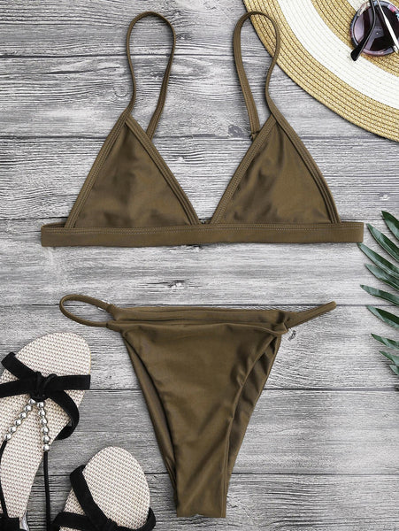 Spaghetti Straps Plunge String Bikini Set – Ncocon