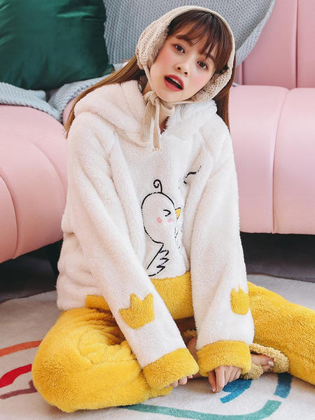 YELLOW RUSH DUCK THICKENED WARM CUTE CARTOON FLANNEL – Ncocon