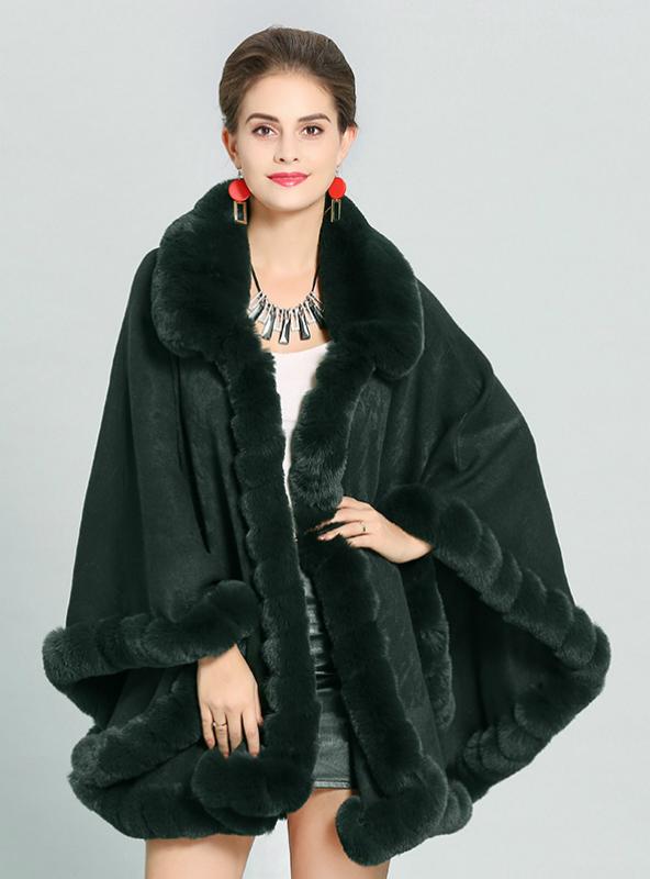 FALL WINTER CASHMERE CAPE FEMALE FOX FUR COLLAR SHAWL – Ncocon