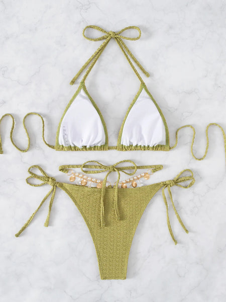 PEARL CRYSTAL PENDANT GATHERS BIKINI – Ncocon