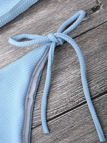 Textured Tie Side String Scoop Bikini Set – Ncocon