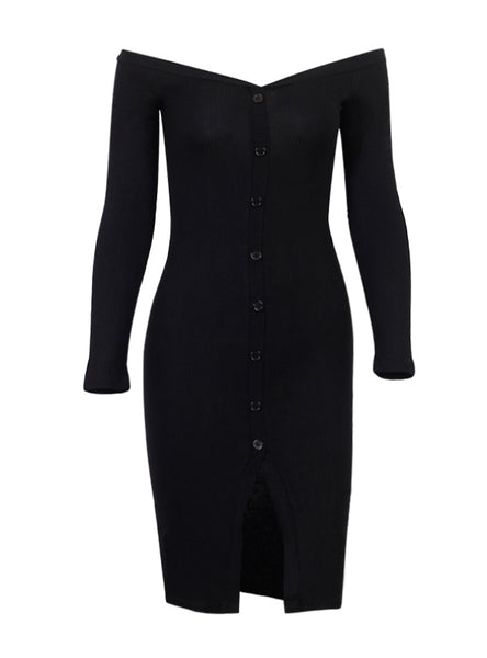 Slash Neck Dress Long Sleeve Off Shoulder Dress Women – Ncocon