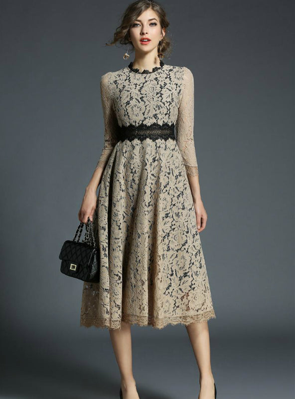 Lace Dresses Floral Crochet Hollow Out Patchwork – Ncocon