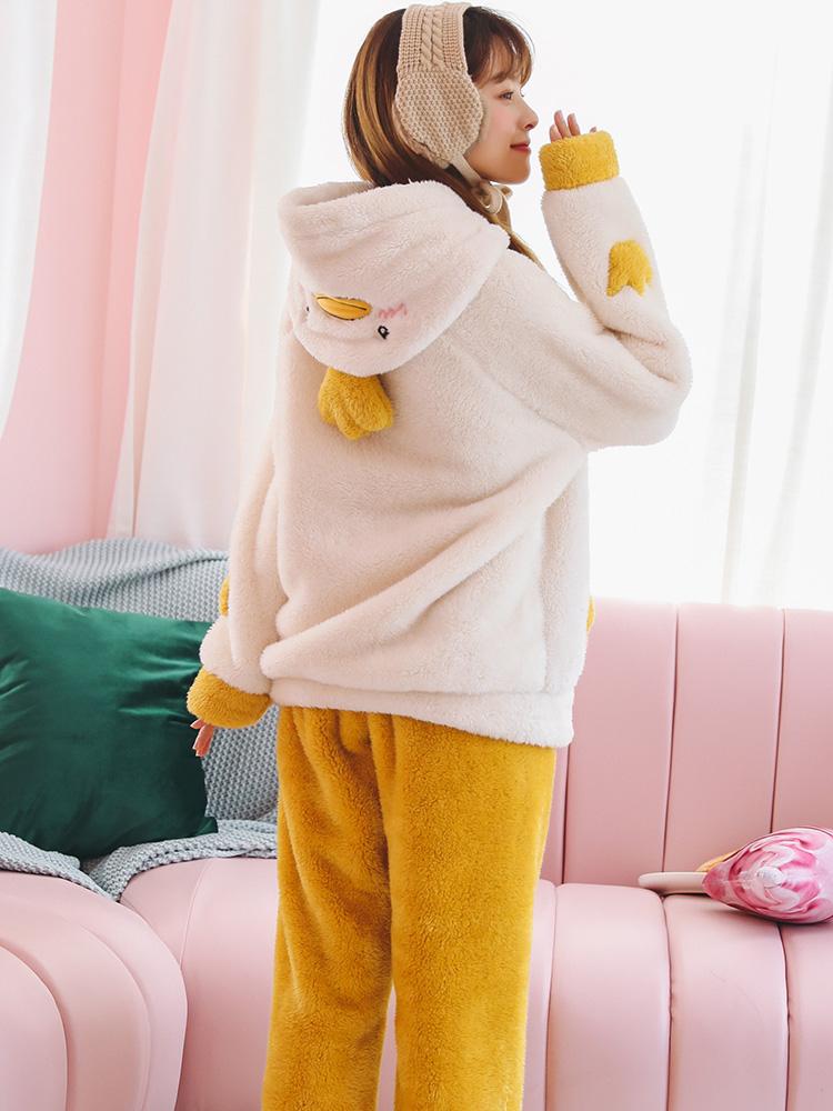 YELLOW RUSH DUCK THICKENED WARM CUTE CARTOON FLANNEL – Ncocon