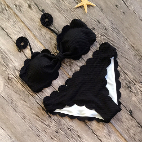 Scalloped Straps Cute Bikini Set – Ncocon