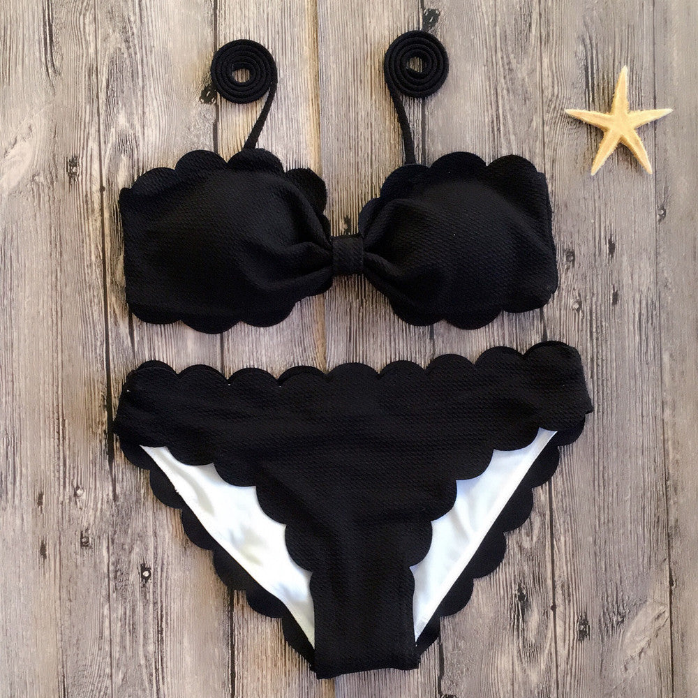 Scalloped Straps Cute Bikini Set – Ncocon